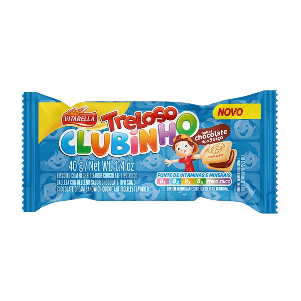 Biscoito Recheado Clubinho Chocolate 40g - Azul Atacarejo